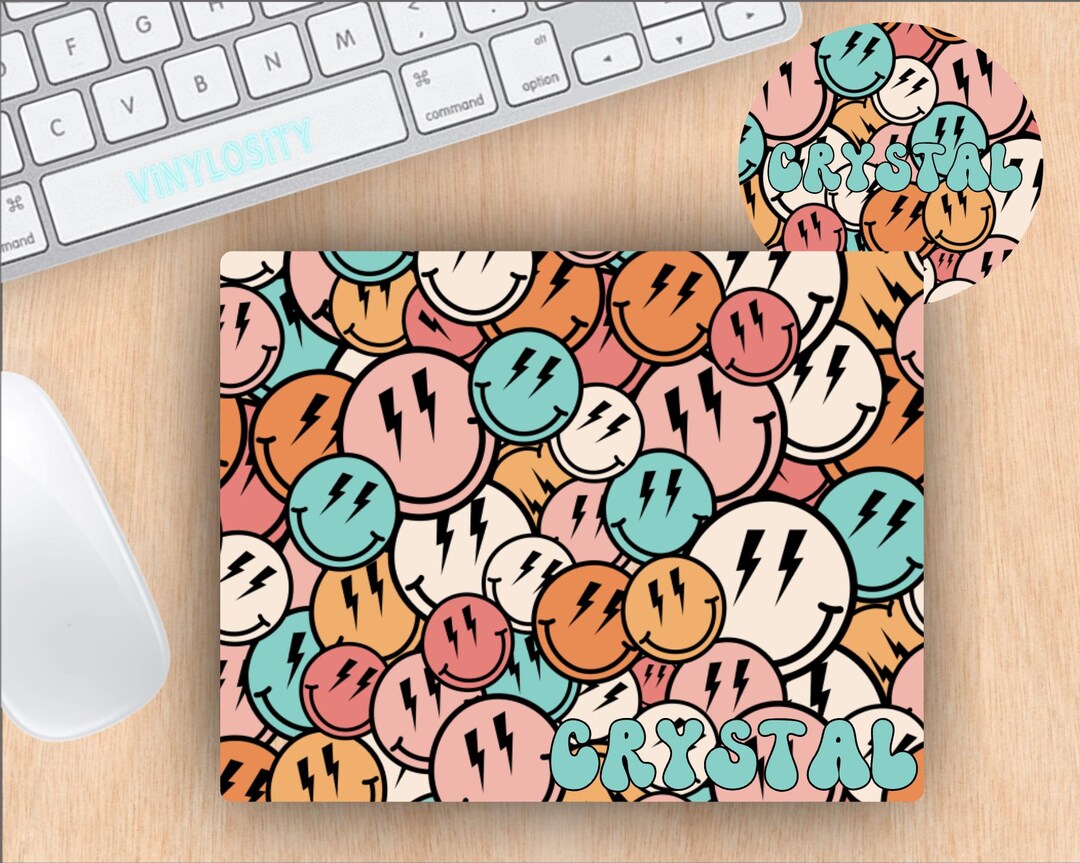 Smiley Face Personalized Mouse Pad | Retro Mouse Pad | Custom Mousepad ...