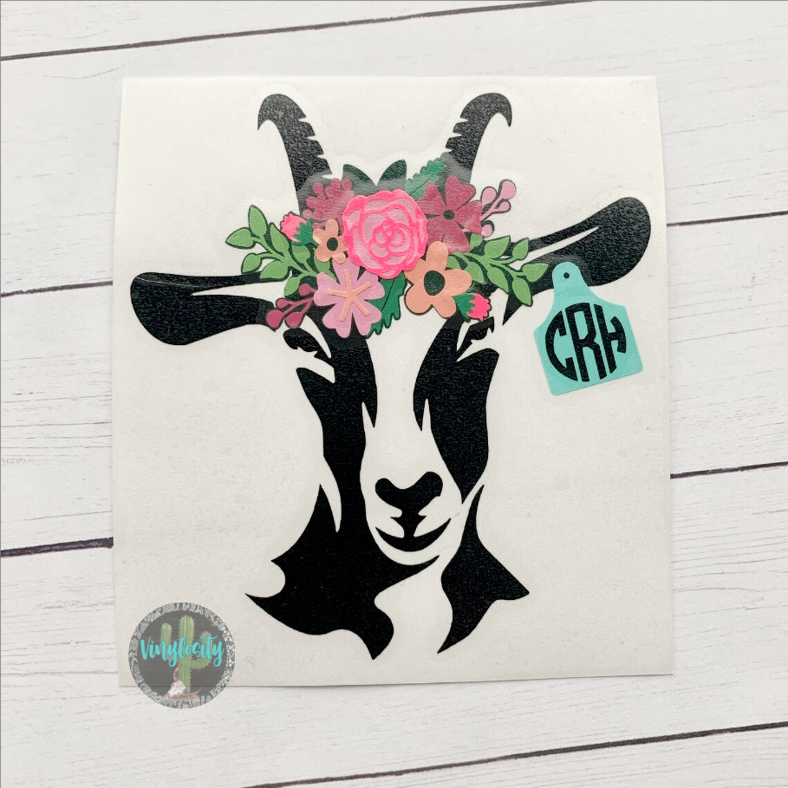 Floral Goat Decal Goat Monogram Goat Tumbler Decal | Etsy