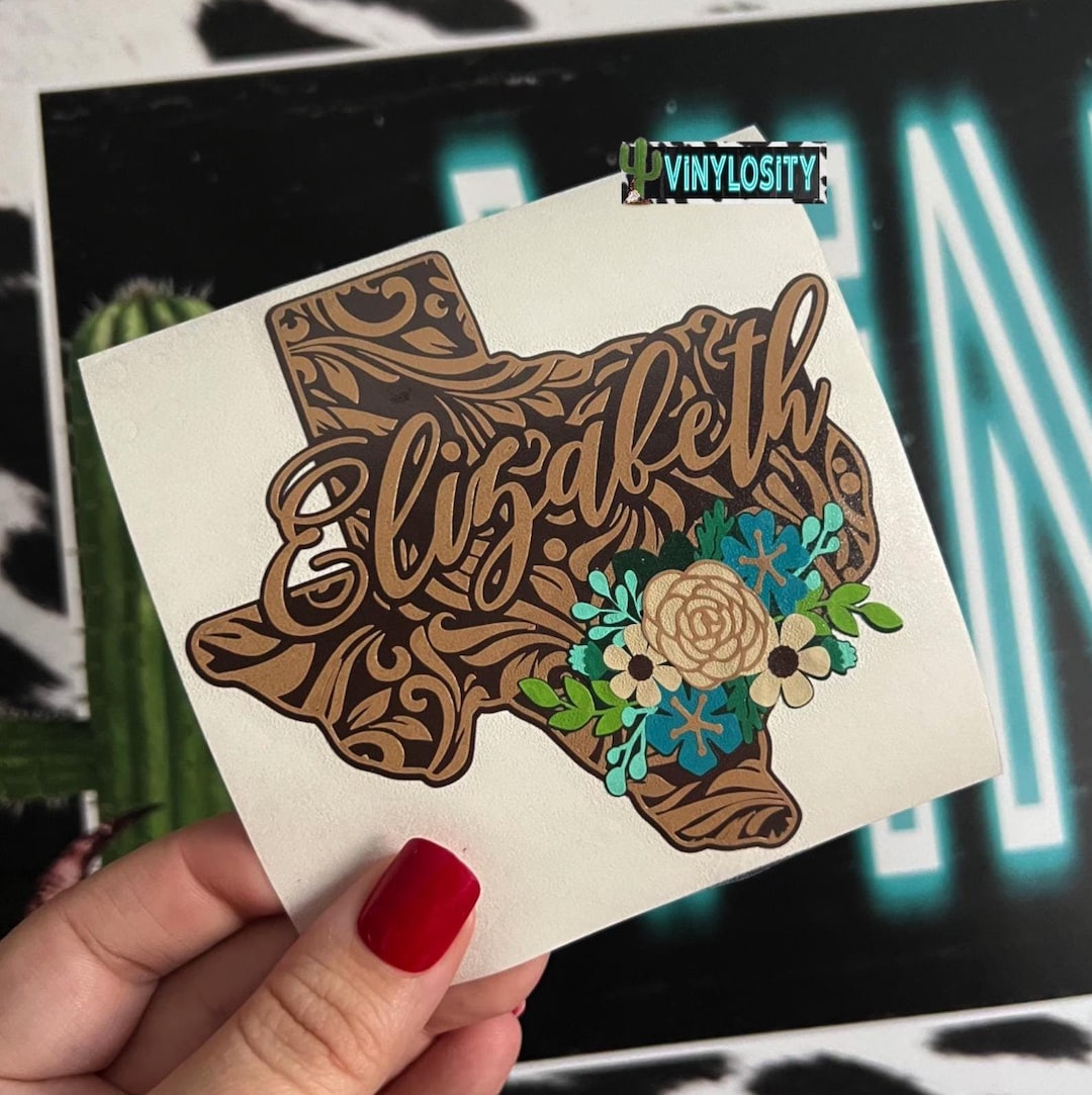 ALL STATES - Tooled Leather Floral State Vinyl Decal | Floral Western ...