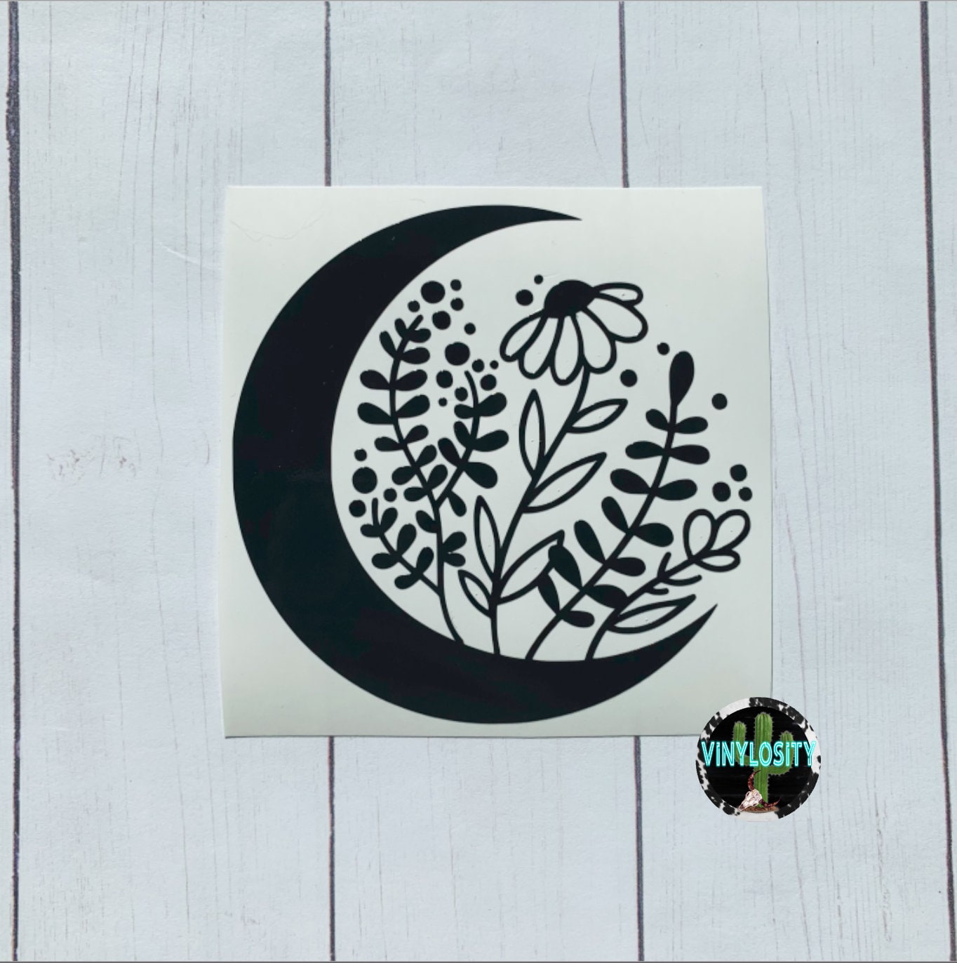 Floral Moon Vinyl Decal Moon Decal Moon Decal for Laptop - Etsy