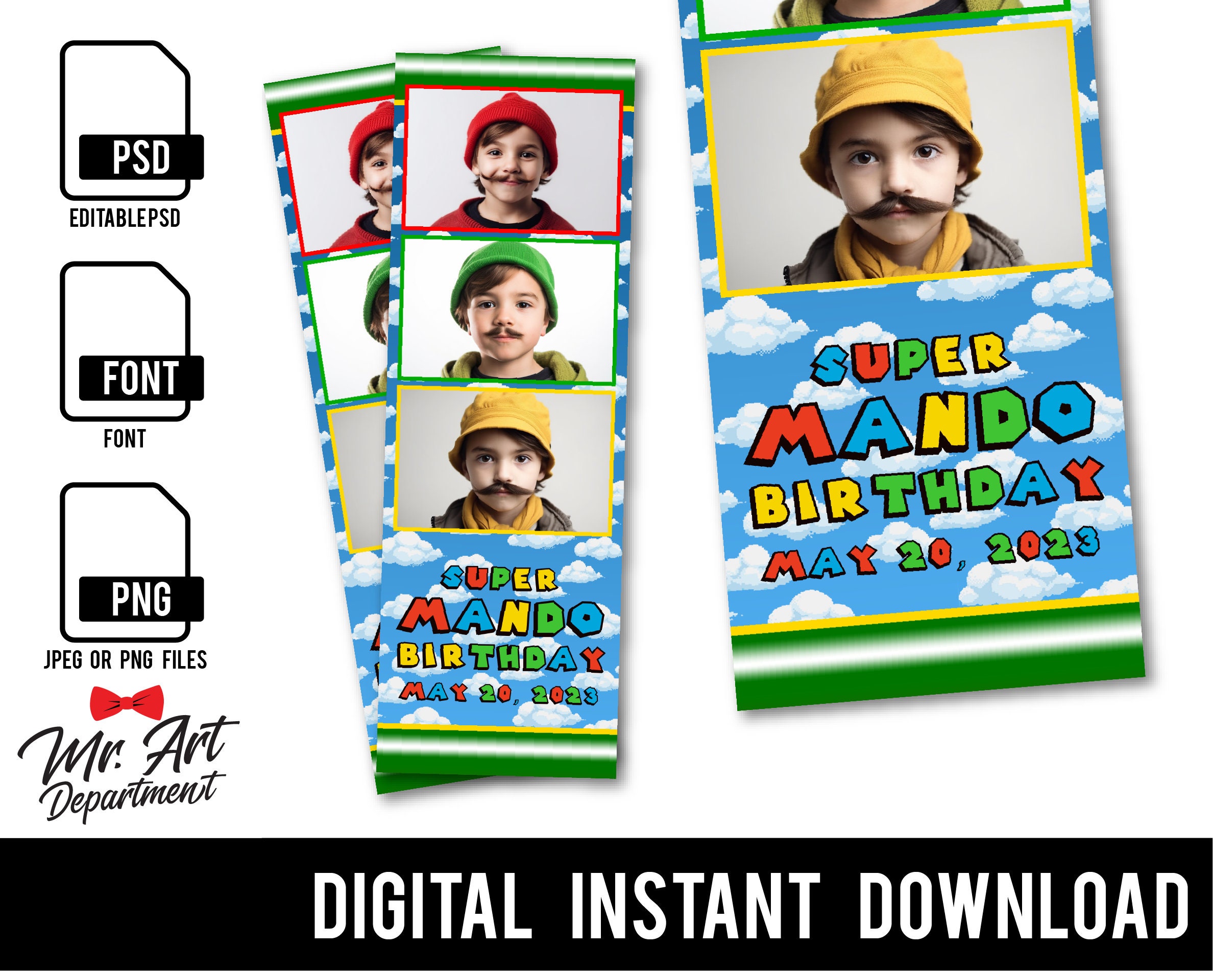 Super Template Bros Photo Booth Template 2x6 - Etsy