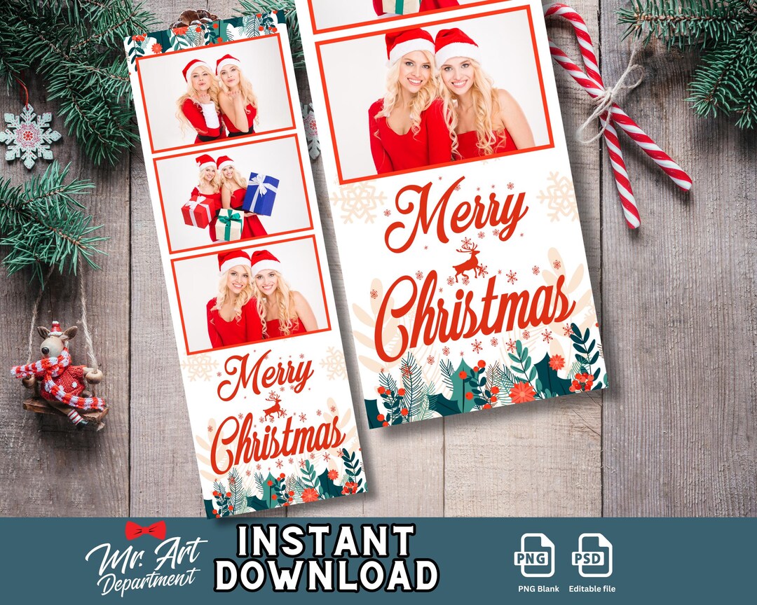 Xmas Cheer Holiday Christmas Photo Booth Template, 2x6 - Etsy