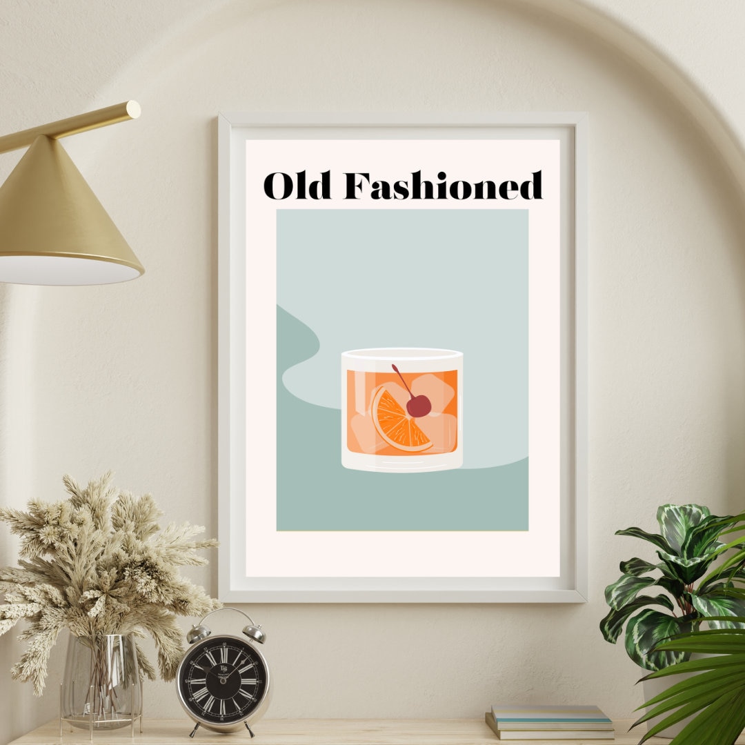 Old Fashioned Print Digital Download Print Bar Art Wall Art Print at ...