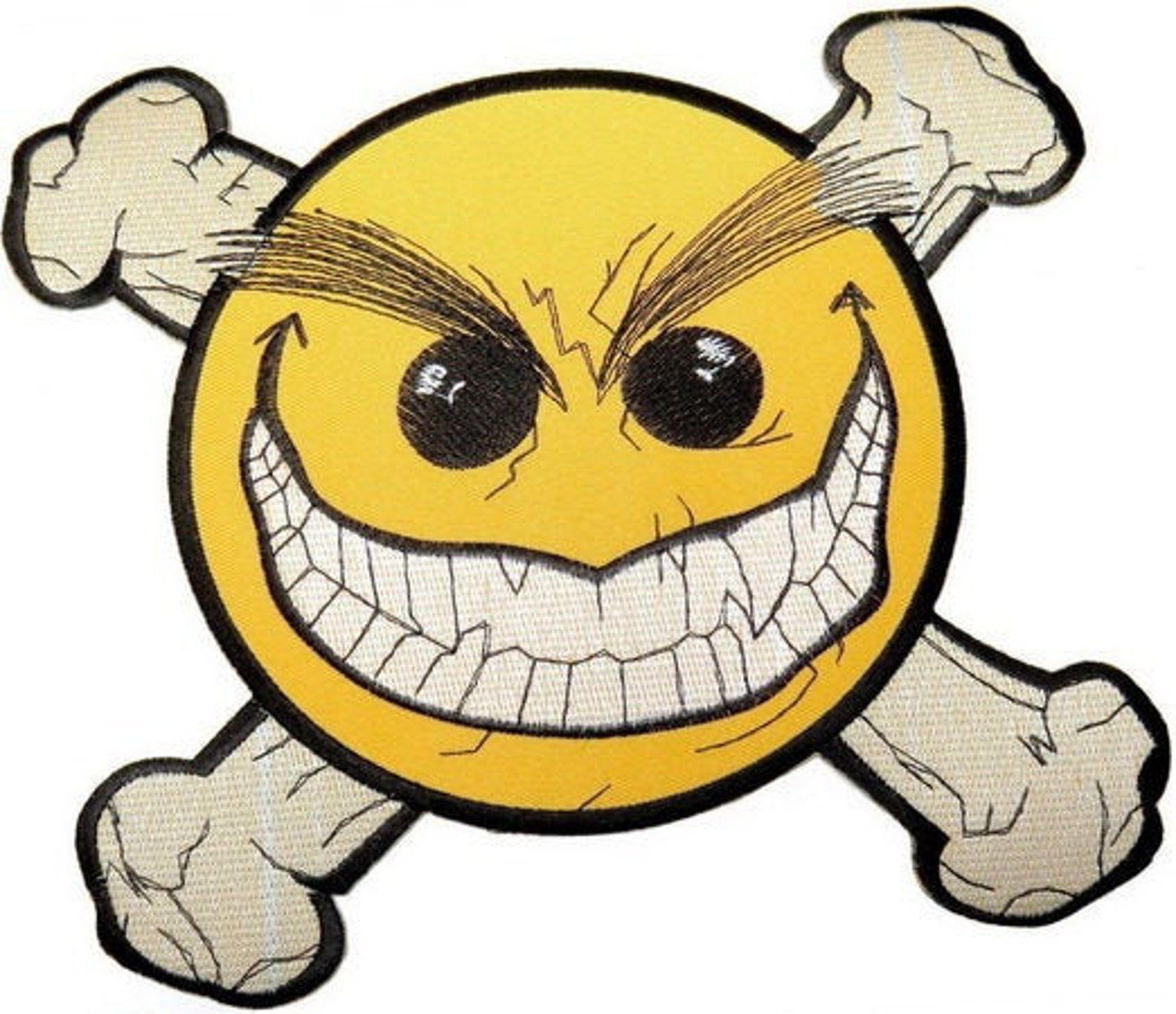 Evil Skull & Bones Smiley Face Embroidered Giant XL Applique | Etsy