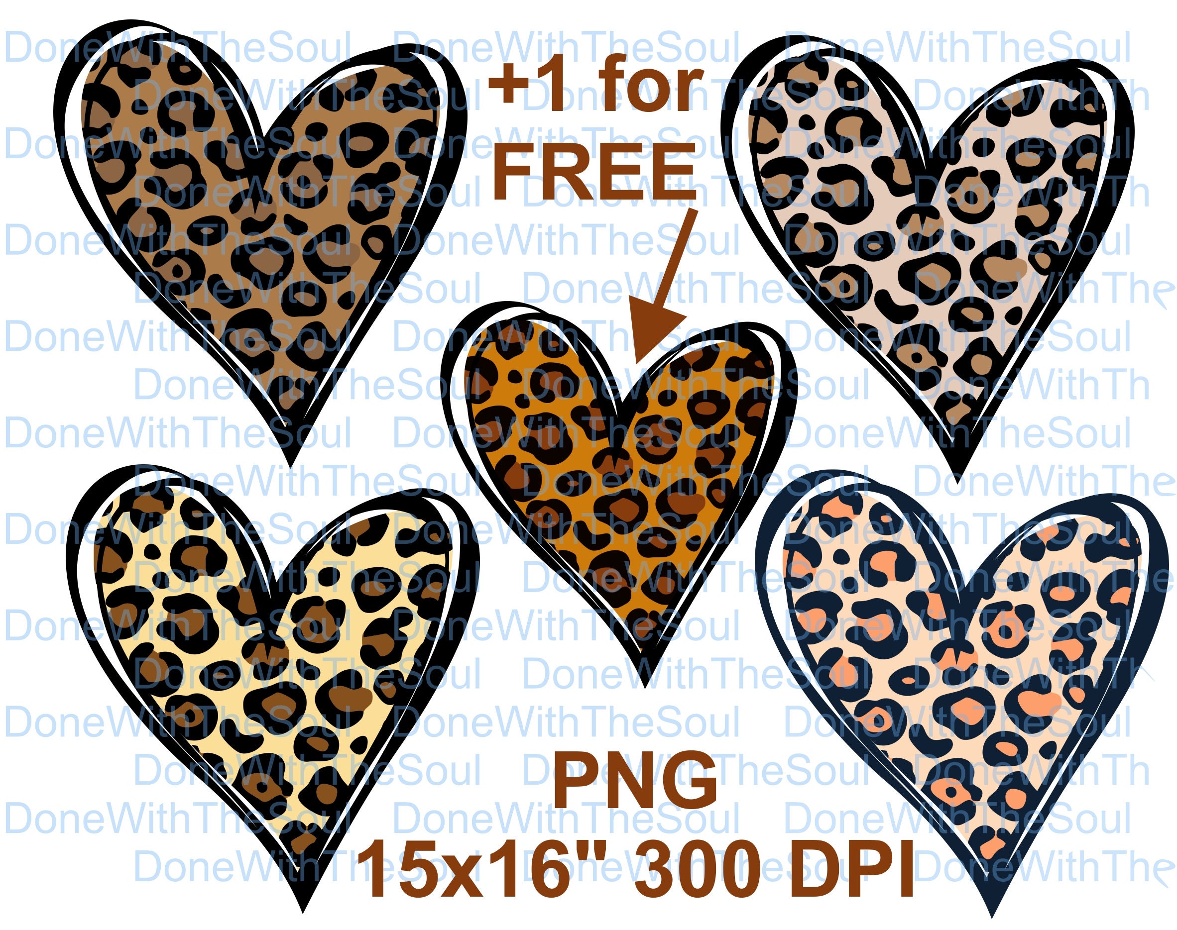 Leopard Heart PNG SET 1 Hand Drawn Heart Heart Clipart Heart ...