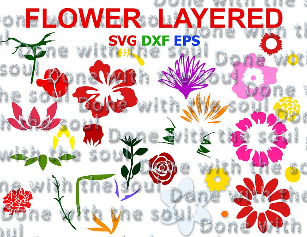 Flower Layered File Flower Vector Flower Svg Flower Clip | Etsy