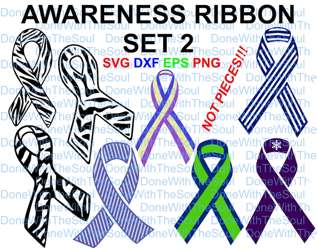 Awareness Ribbon Set 2 - Ribbon Svg - Awareness Ribbon Cut - ALS ...