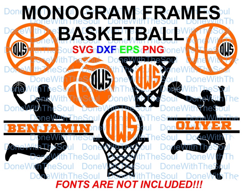 Basketball Monogram Frame Basketball Svg Basketball Vector - Etsy
