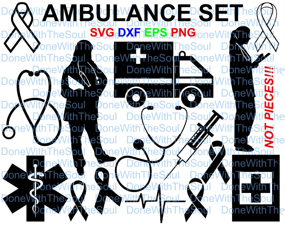 Ambulance Set Paramedic Svg Hospital Svg Ambulance Svg - Etsy