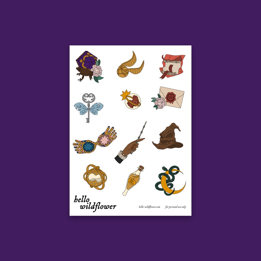Witchcraft & Wizardry Printable Stickers Bullet Journal Instant ...