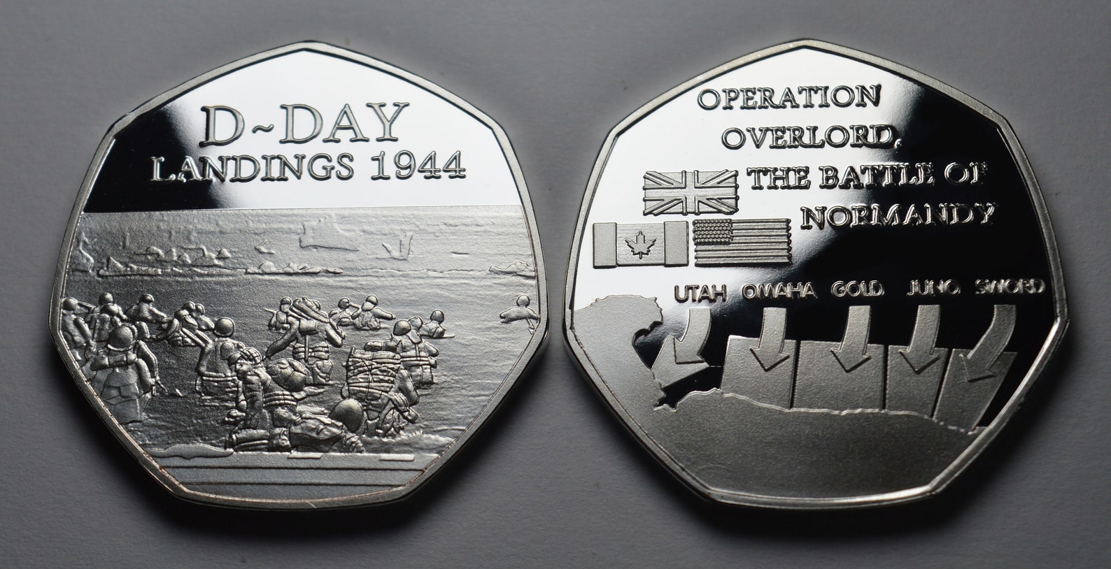 D-DAY LANDINGS 1944 Silver Commemorative. Operation Overlord, Normandy ...