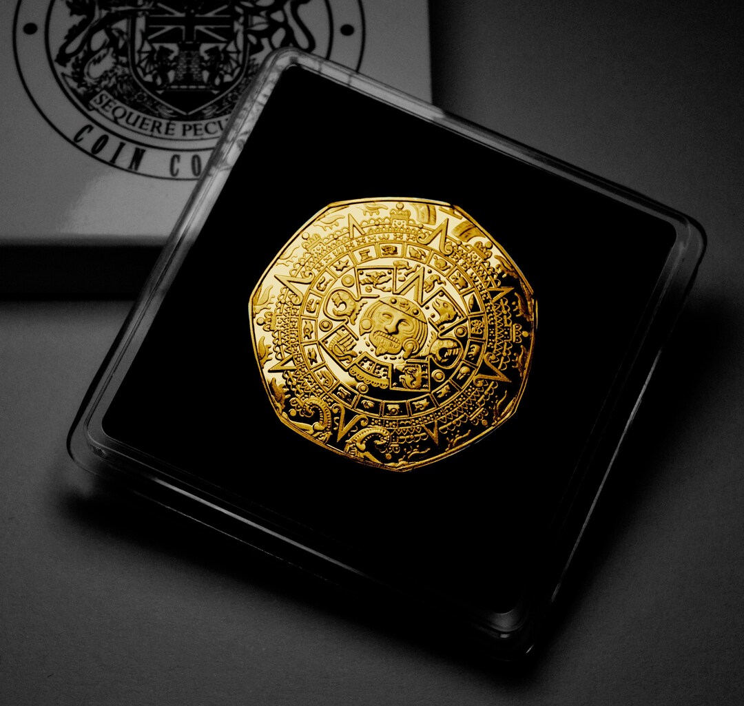 Aztec Calendar 24ct Gold Commemorative in Gift Case. Mayan/maya/mexico ...