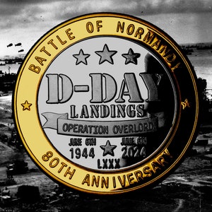D-DAY LANDINGS 80th Anniversary Silver & 24ct Gold Commemorative Coin ...
