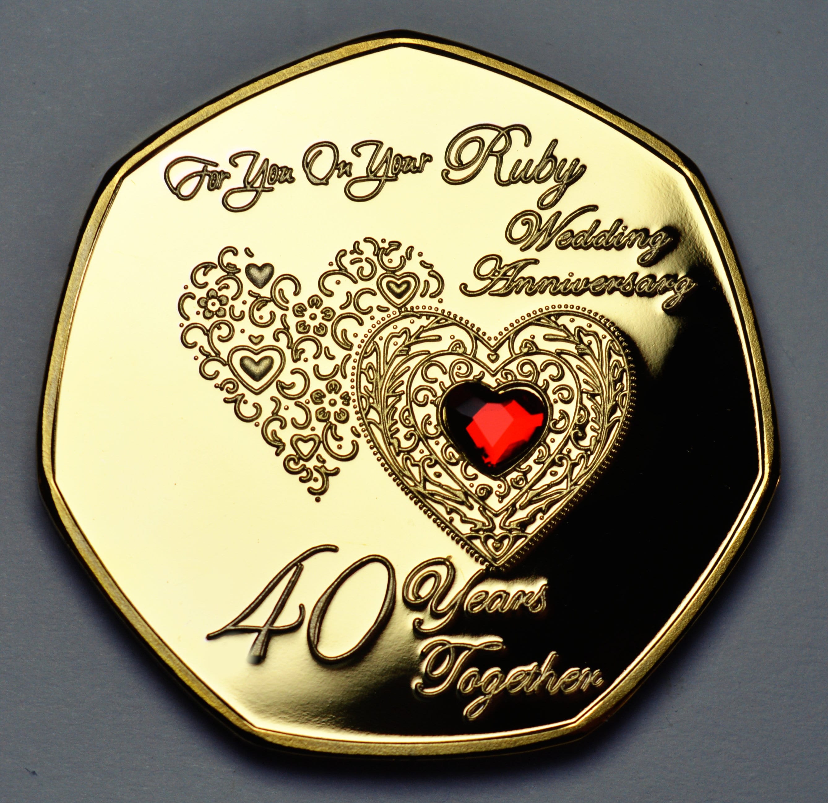 On Your 40th RUBY WEDDING ANNIVERSARY 24ct Gold Commemorative - Etsy Israel