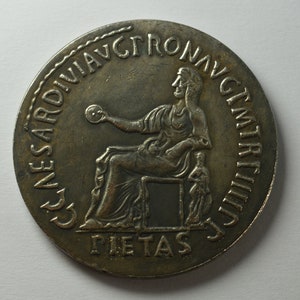 Large Roman Silver Emperor Caligula Coin With Pietas 3.5cm 20g .925 ...