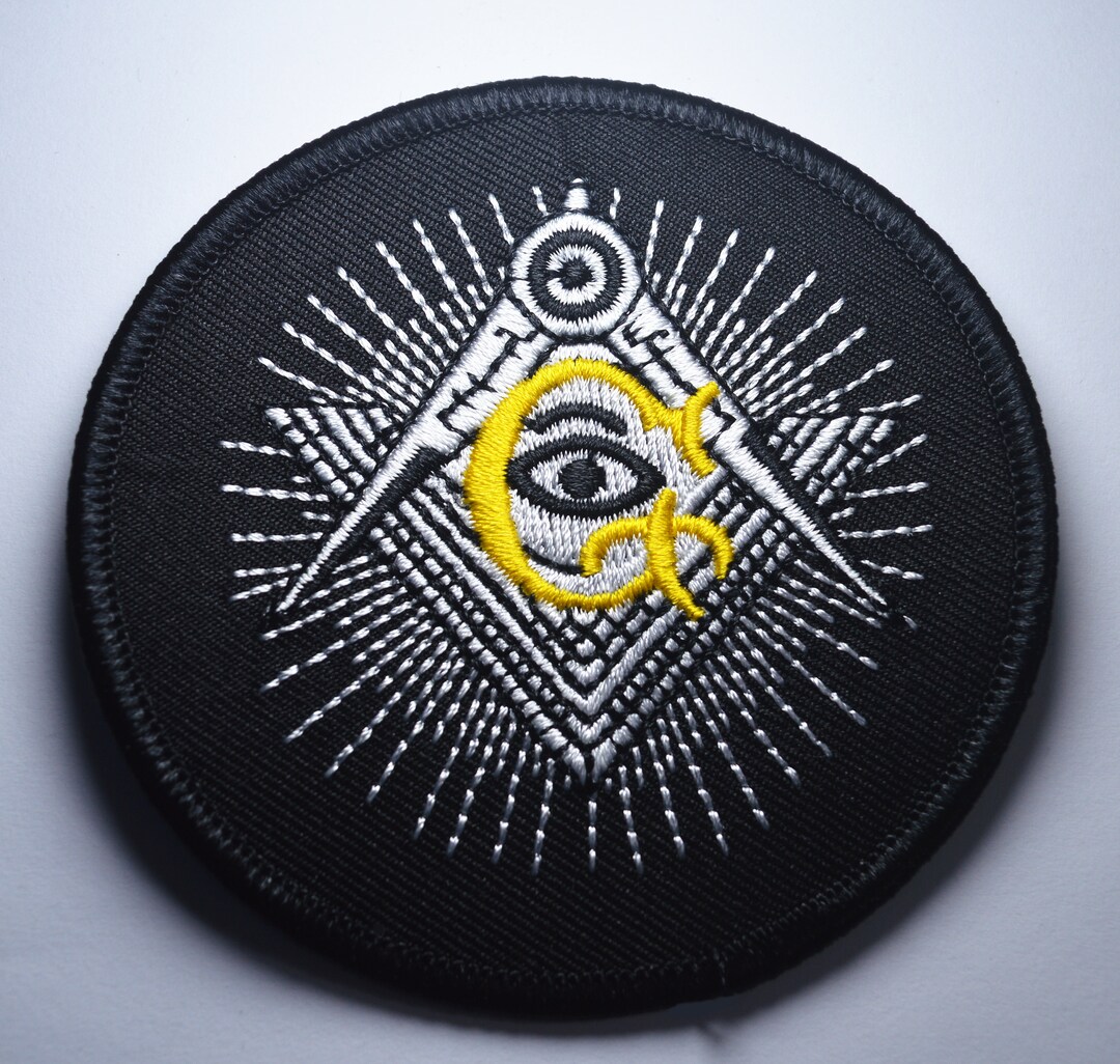 Large MASONIC Sew/iron on Embroidered Patch. Square & Compasses, All ...