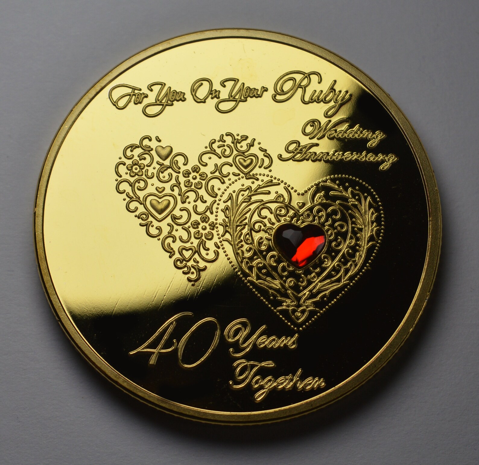 40th RUBY WEDDING ANNIVERSARY 24ct Gold Commemorative With - Etsy UK