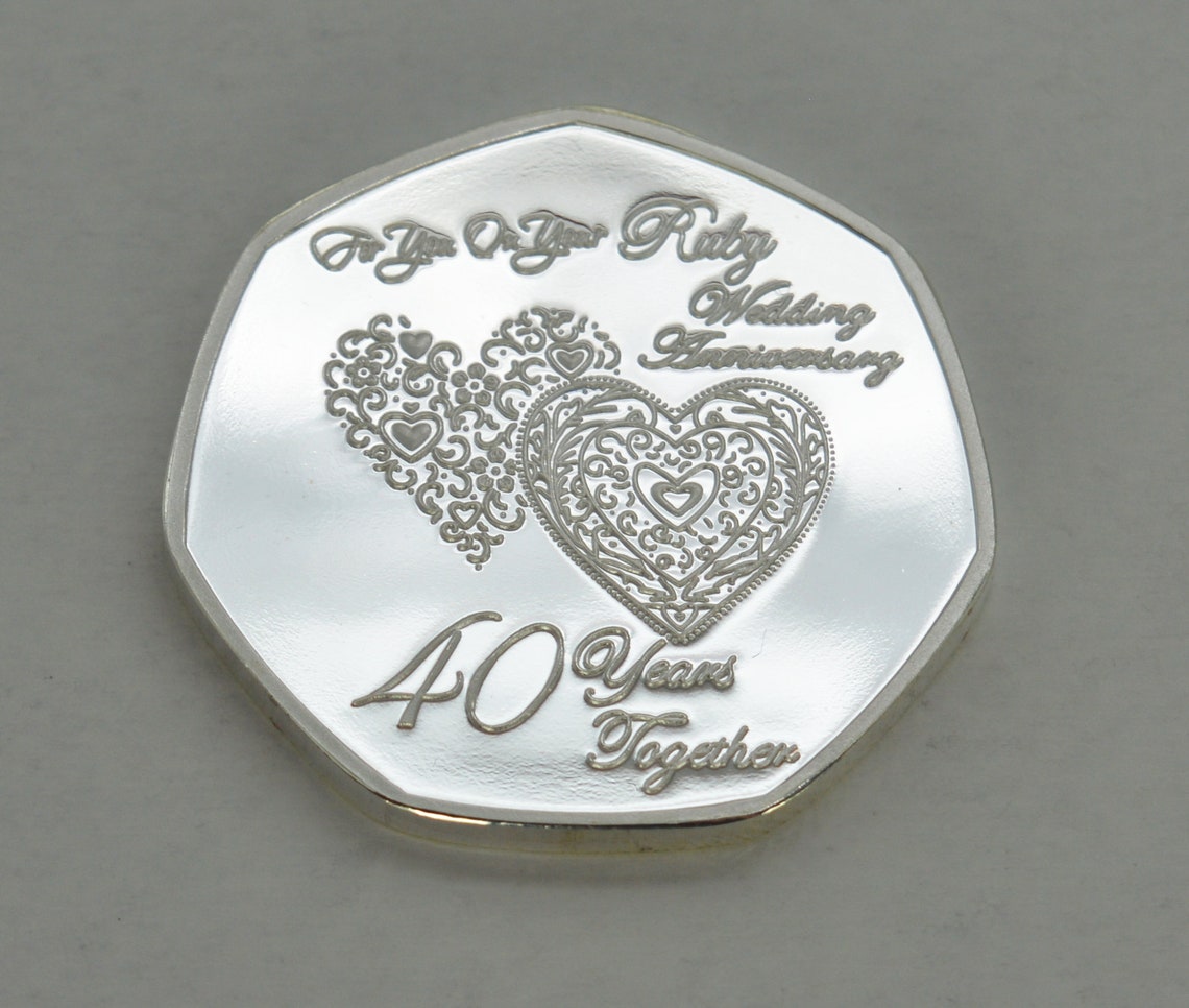 40th RUBY WEDDING ANNIVERSARY Silver Commemorative. | Etsy