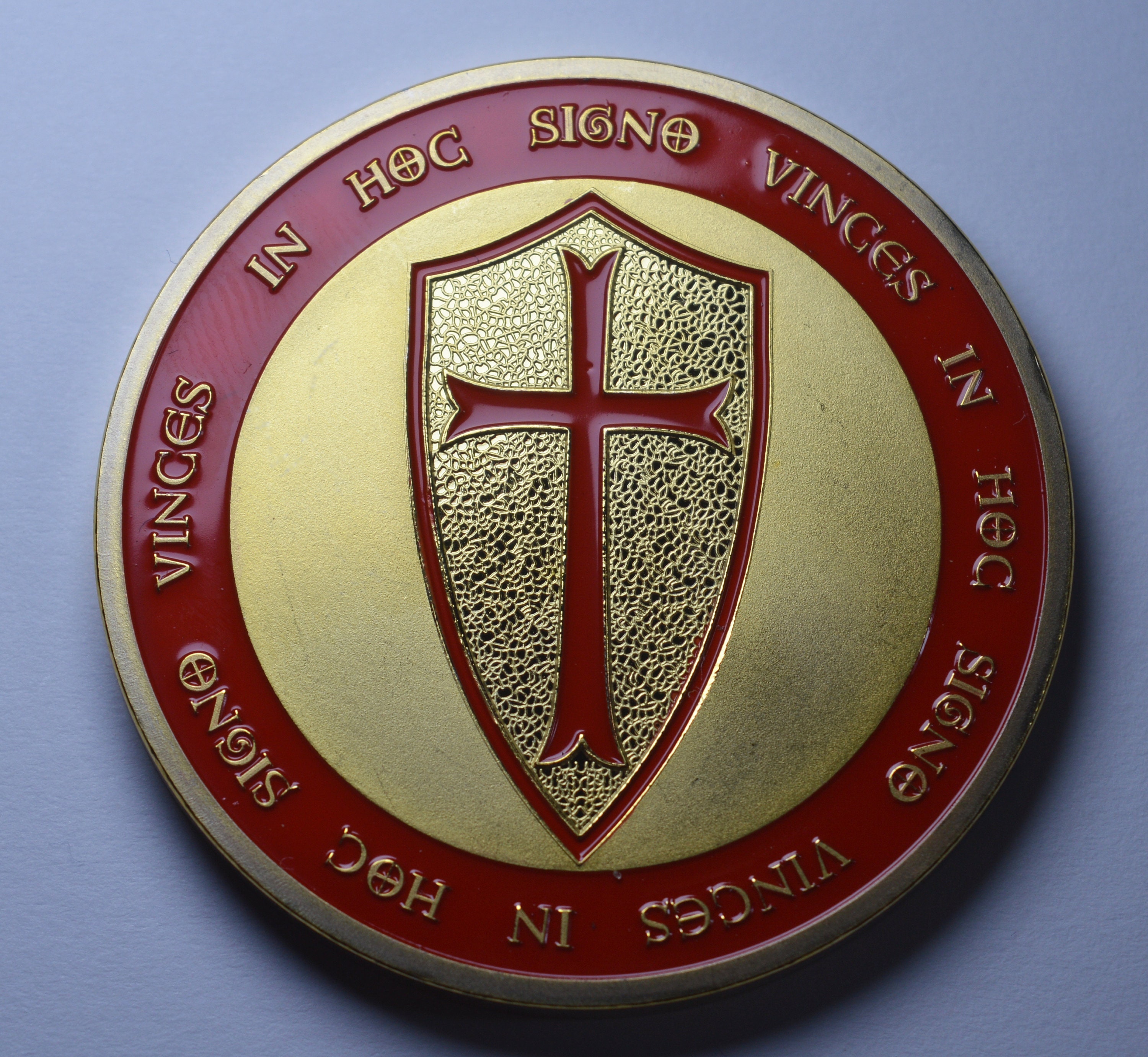 Large Masonic Knights Templar 24ct Gold Coin With Red Enamel ...