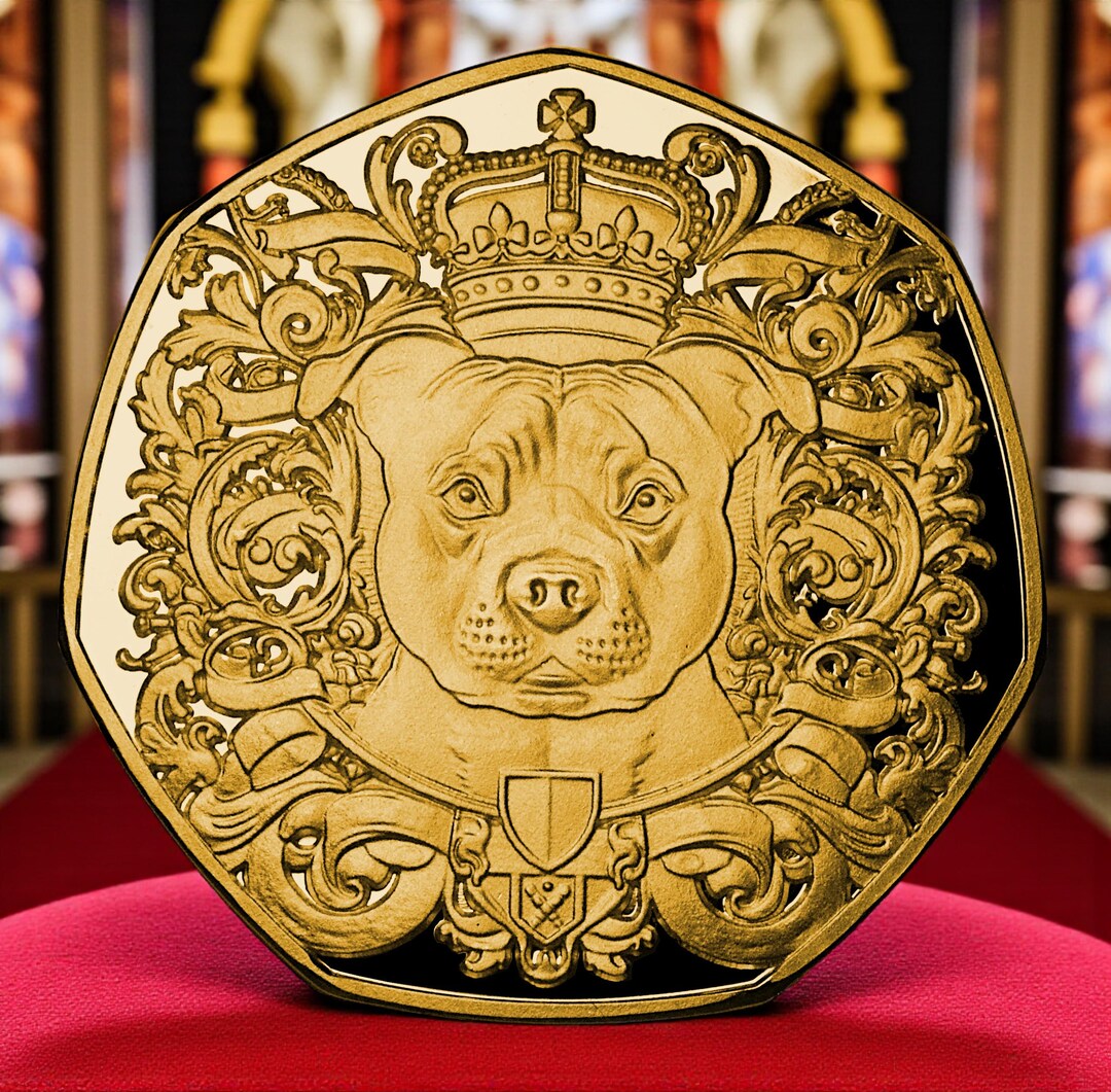 STAFFORDSHIRE BULL TERRIER 24ct Gold Commemorative Coin. Favourite Dogs ...