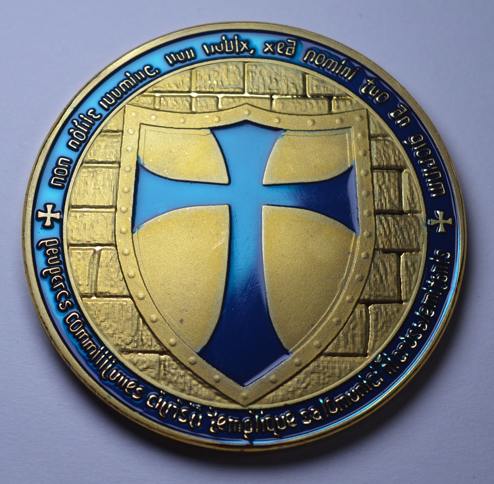 Large Masonic Knights Templar 24ct Gold Coin With Blue Enamel. | Etsy