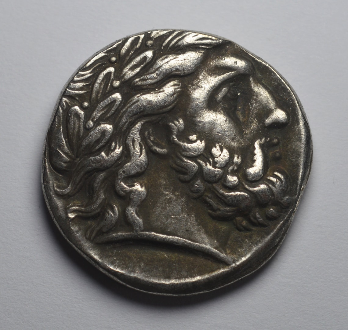 Ancient Greek Macedonian Silver Tetradrachm Coin 350BC. Philip II, Zeus ...