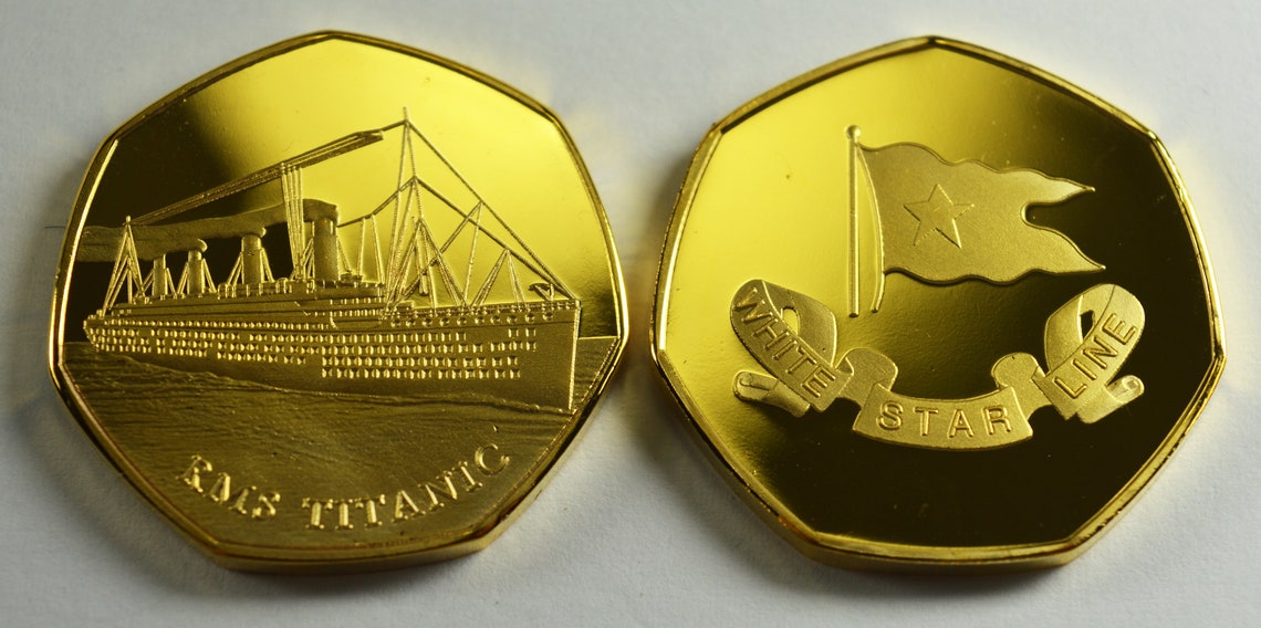 RMS Titanic, White Star Line 24ct Gold Commemorative Coin for Albums ...