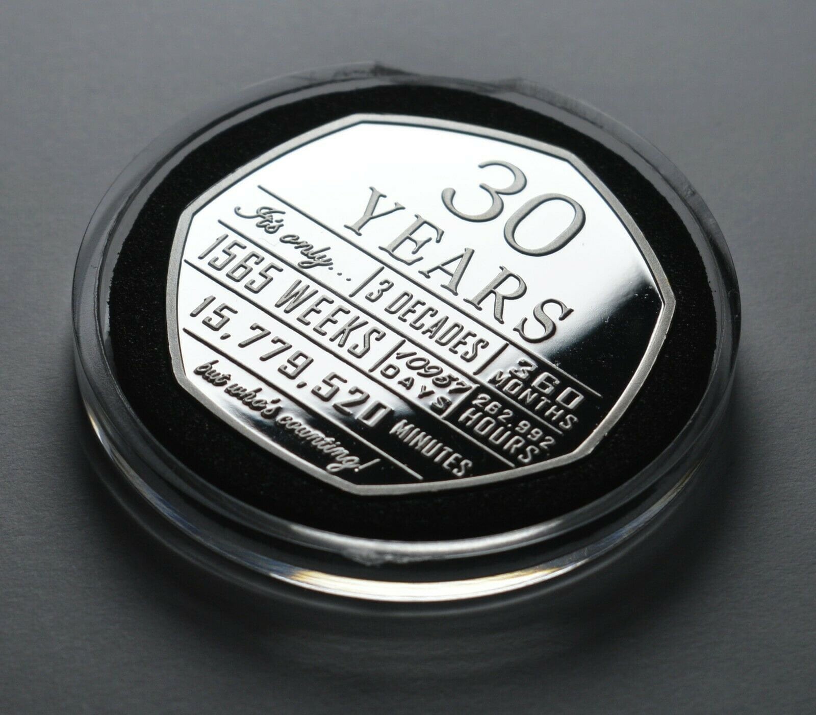 Brand New 30th Birthday Silver Commemorative in Capsule. Gift/present ...