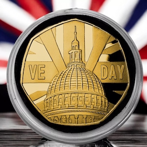 Set of 3 VE DAY 80th Anniversary 24ct Gold & Silver Commemorative Coins ...