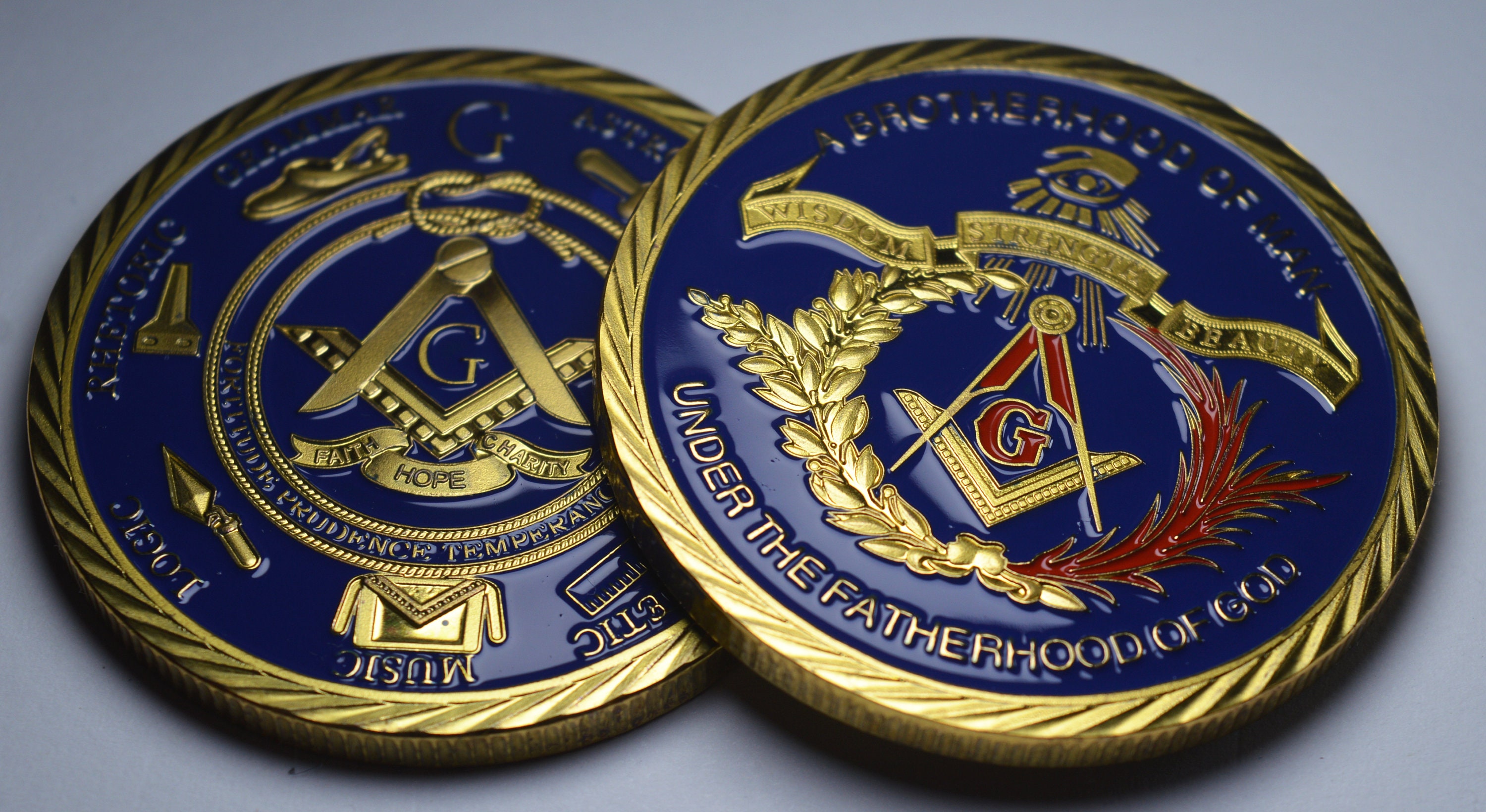MASONIC Commemorative/challenge Coin in Capsule. 24ct Gold, Enamel ...