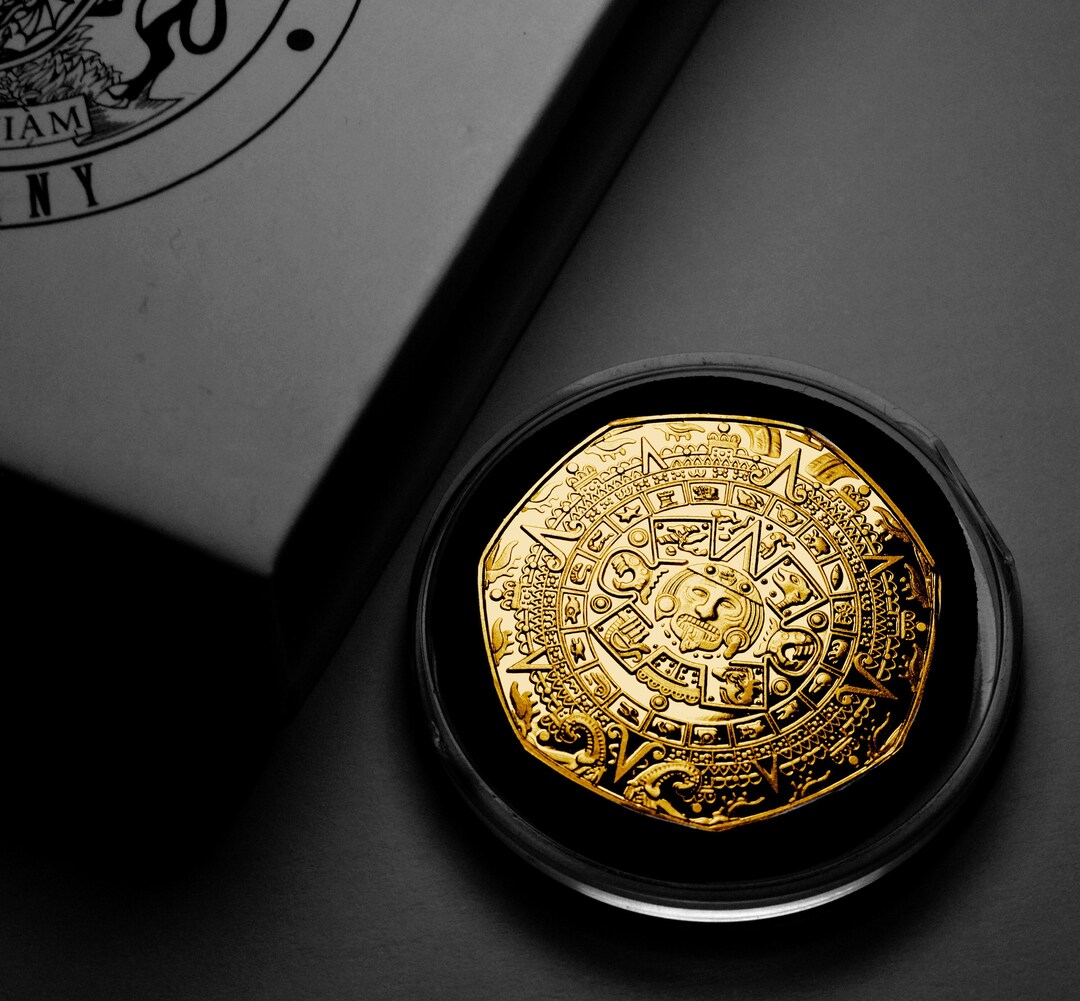 Aztec Calendar 24ct Gold Commemorative in Gift Box. Mayan/maya/mexico ...