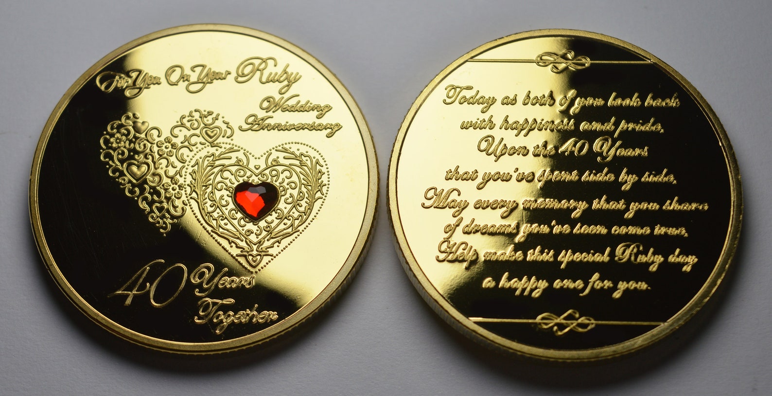 40th RUBY WEDDING ANNIVERSARY 24ct Gold Commemorative With - Etsy UK