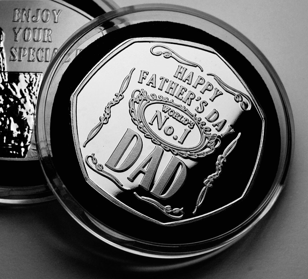 HAPPY FATHER'S DAY Silver Commemorative Coin in Capsule. Gift/present ...