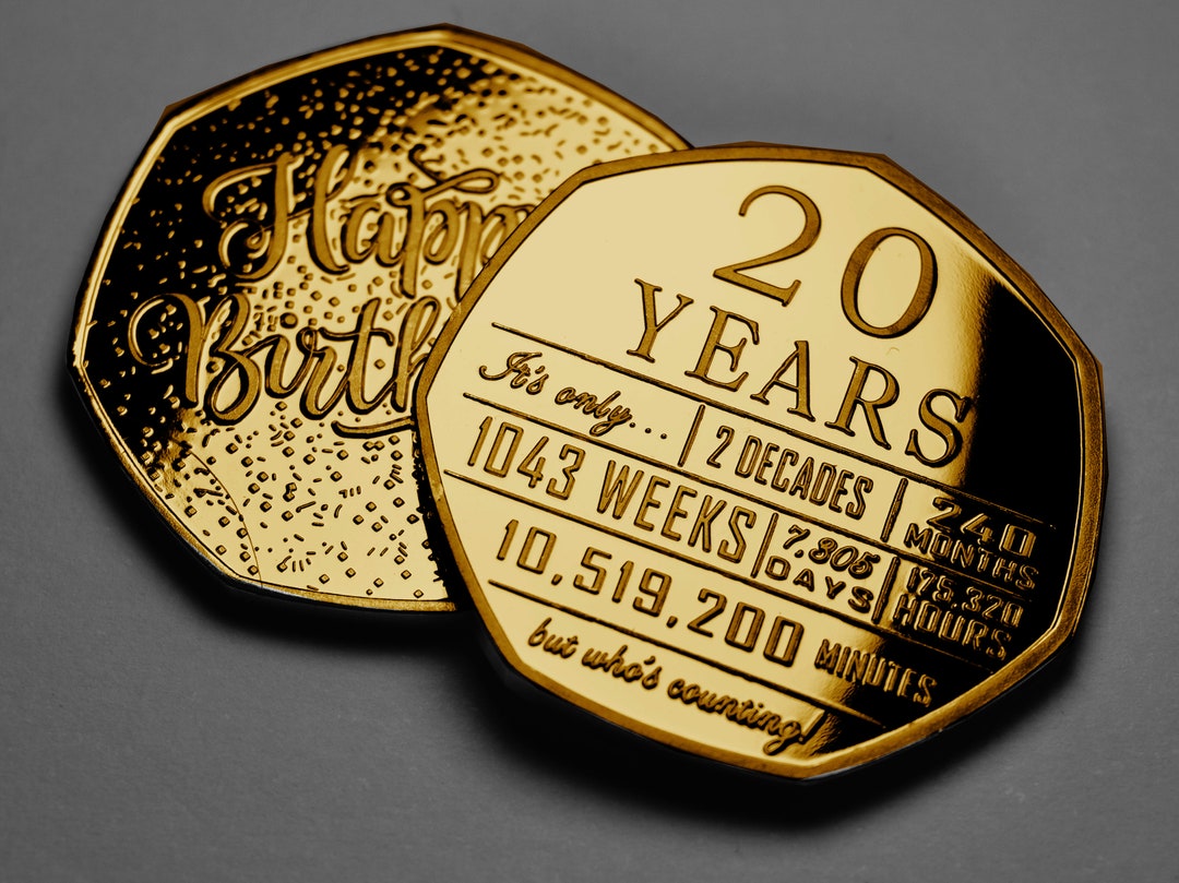 20th Birthday 24ct Gold Commemorative. Gift/present Congratulations ...
