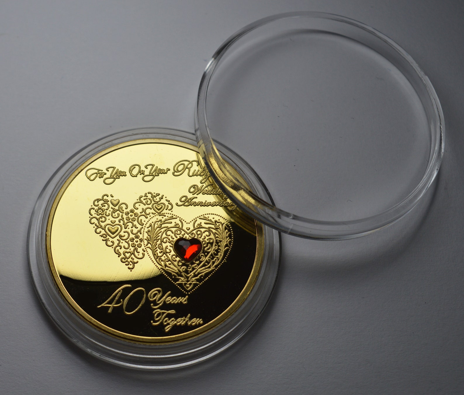 40th RUBY WEDDING ANNIVERSARY 24ct Gold Commemorative With - Etsy UK