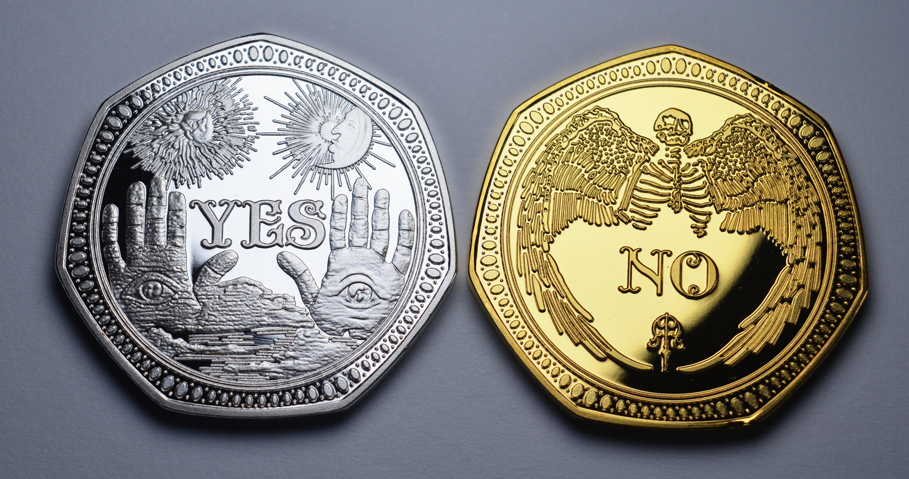 Pair of Supernatural/occult Silver & 24ct Gold Decider Coins. - Etsy UK