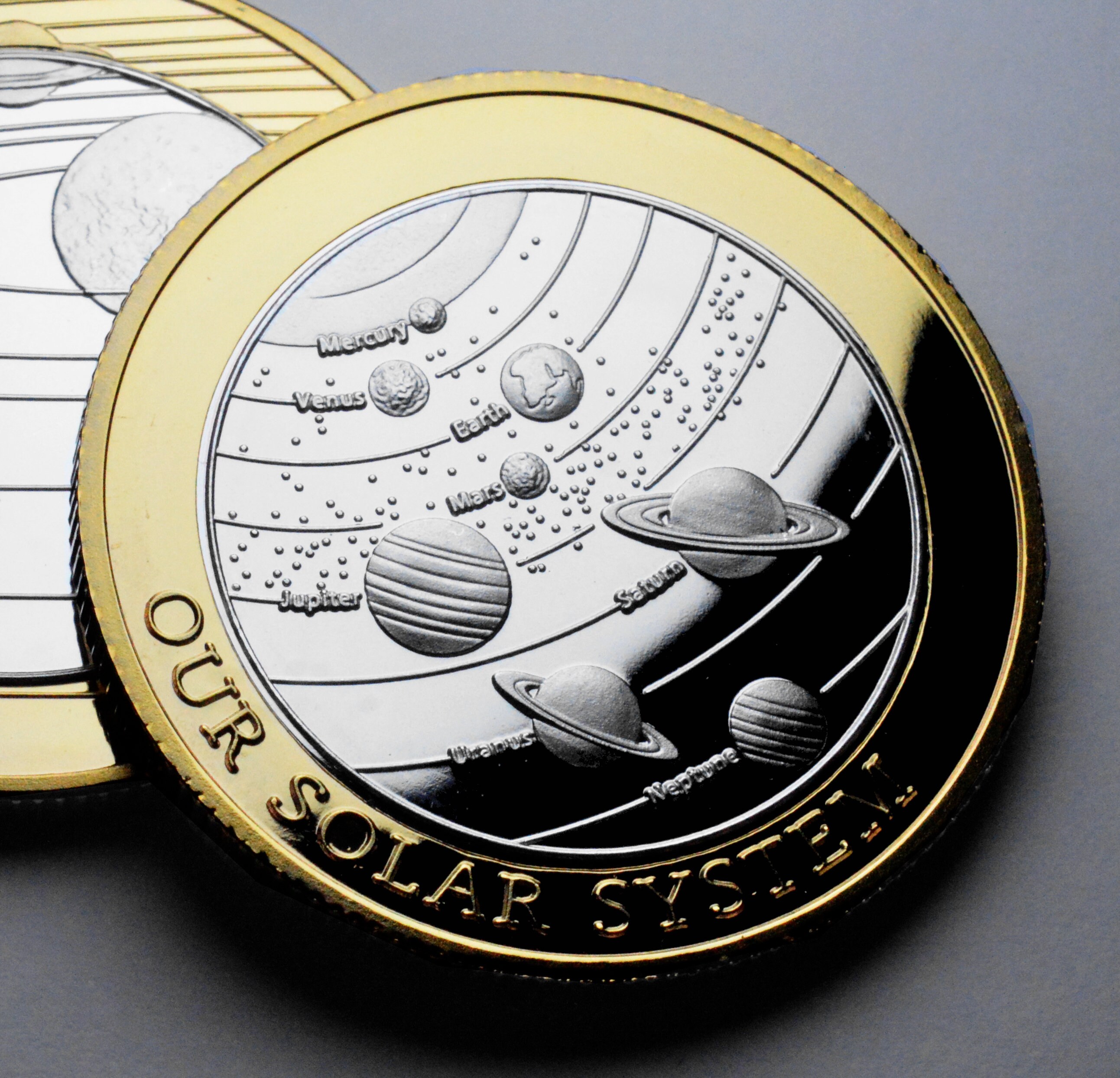 OUR SOLAR SYSTEM Dual Metal 24ct Gold .999 Silver Commemorative ...