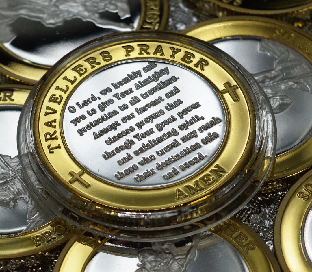 St Christopher Protect Us 'dual Metal' Silver and 24ct Gold ...