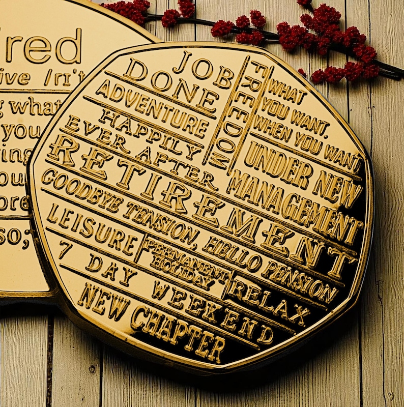 HAPPY RETIREMENT 24ct Gold Commemorative Coin in Capsule. Work/boss ...