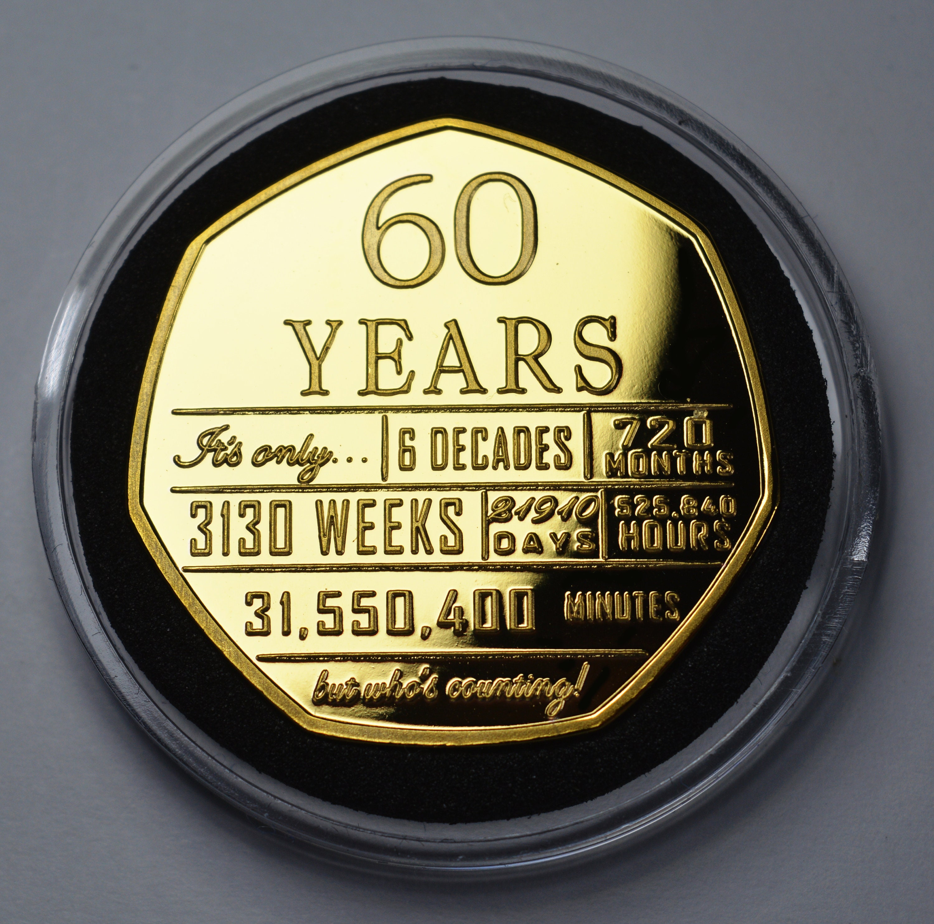 60th Birthday 24ct Gold Commemorative in Capsule. Gift/present ...