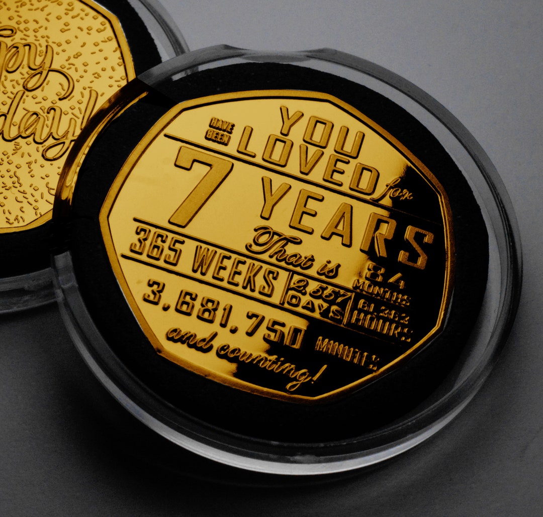 7th Birthday 24ct Gold Commemorative in Capsule. Gift/present ...
