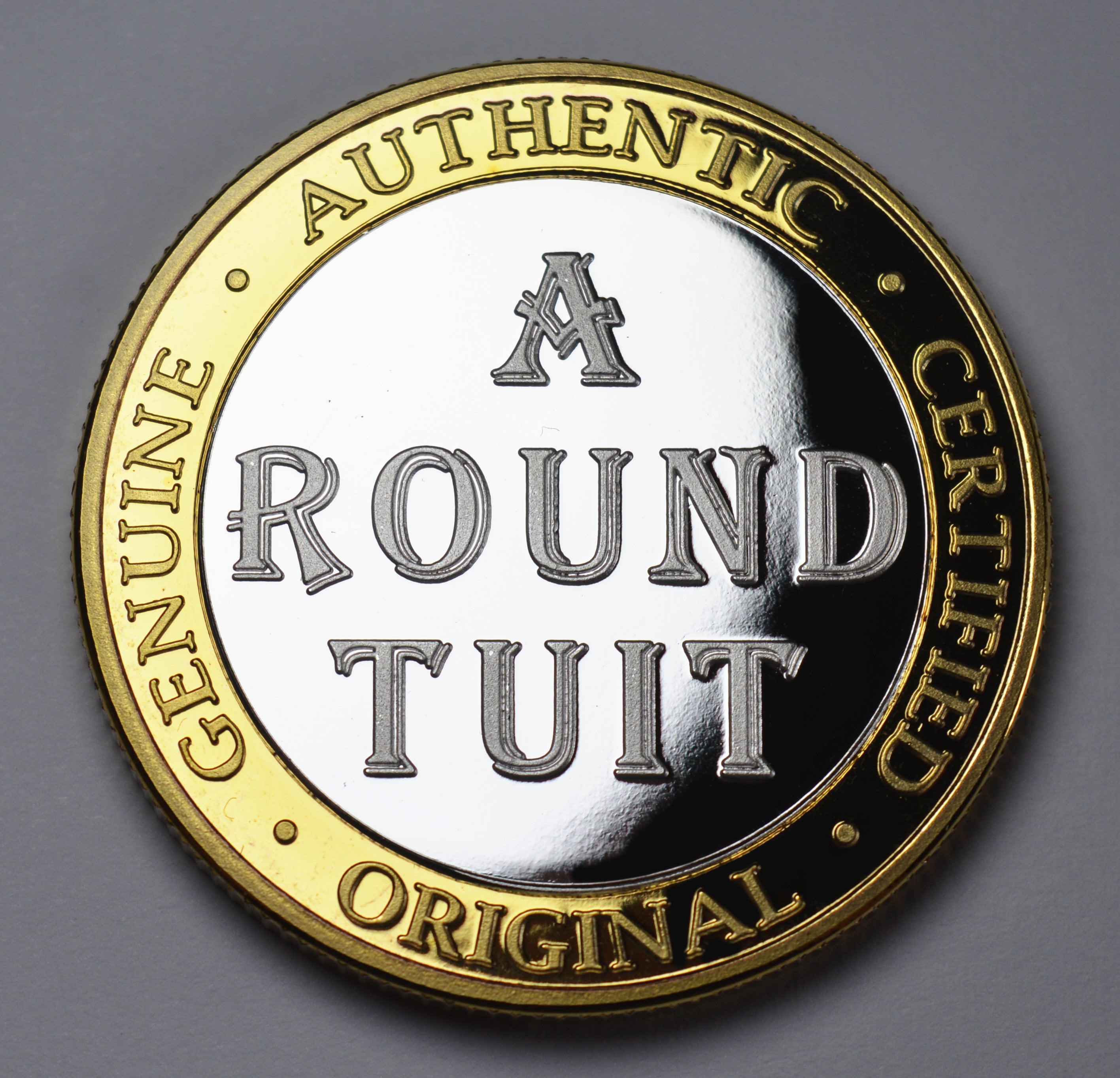 Extremely Rare 'A ROUND TUIT' Coin. Gift/present. Silver & 24ct Gold ...