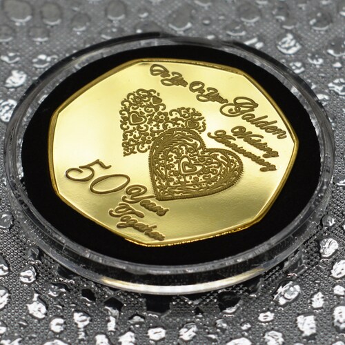 50th GOLDEN WEDDING ANNIVERSARY 24ct Gold Commemorative With - Etsy