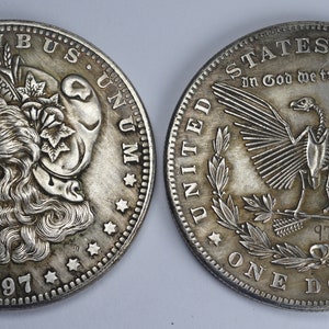 1897 Morgan Silver Dollar. Liberty/skull/death. Carved/hobo Coin. 38mm ...