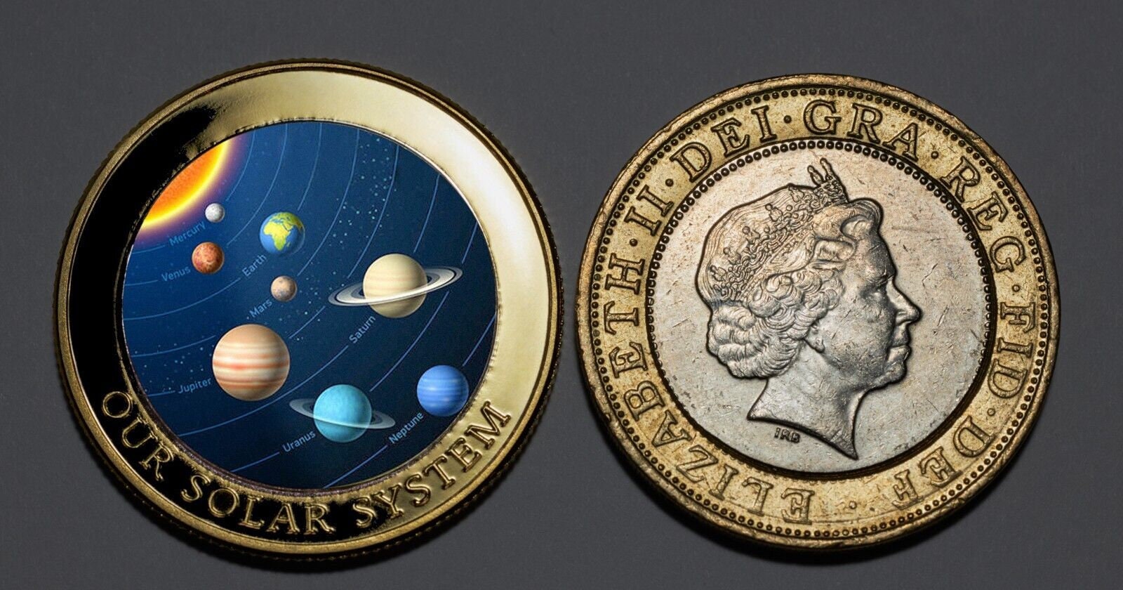 Our Solar System 'dual Metal' Silver and 24ct Gold Commemorative Coin ...