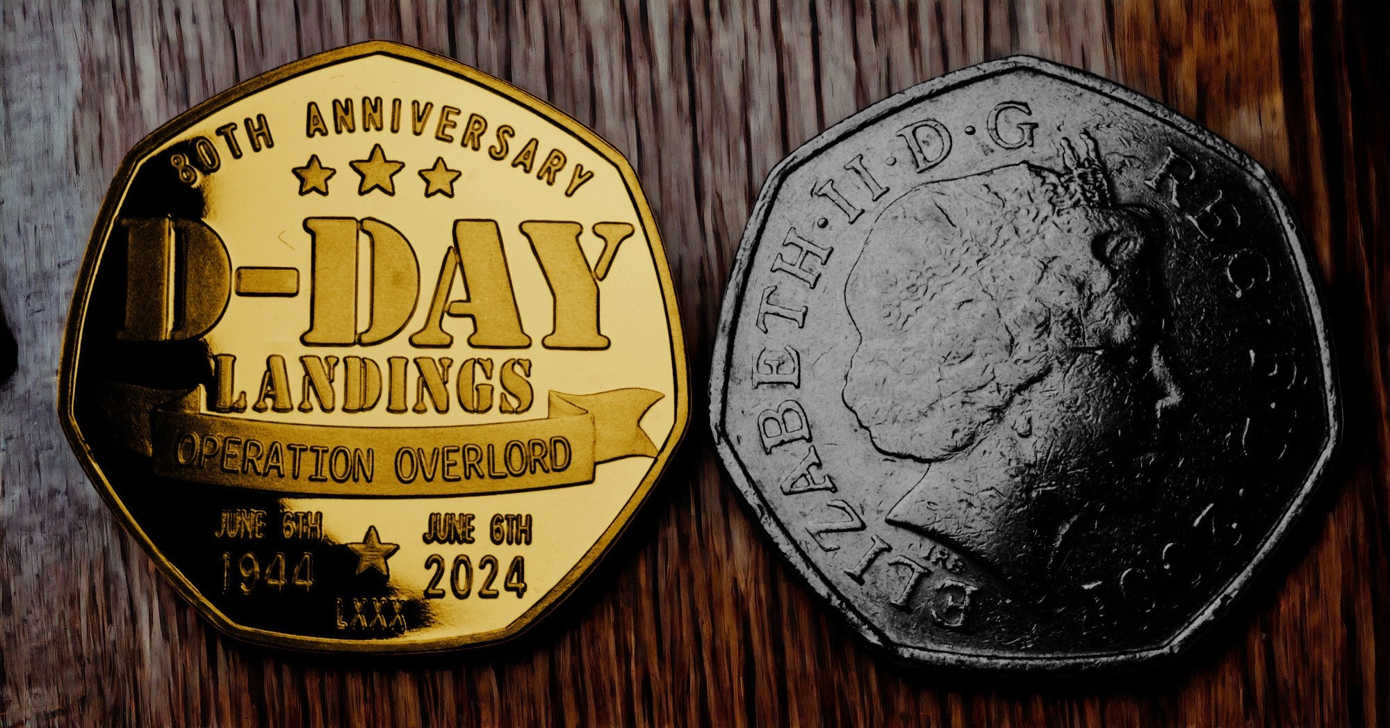 D-DAY LANDINGS 80th Anniversary 24ct Gold Commemorative Coin in Capsule ...