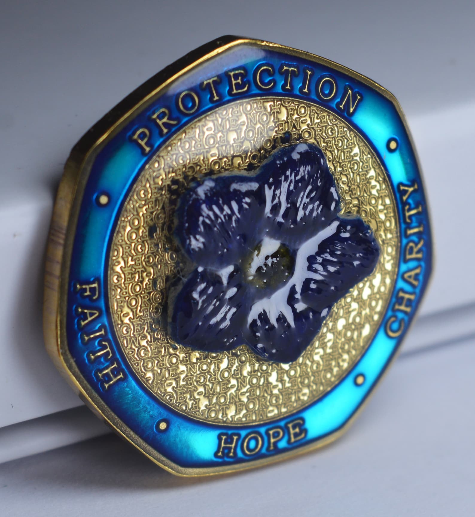 Masonic Forget-me-not 24ct Gold Commemorative With Blue Enamel and ...