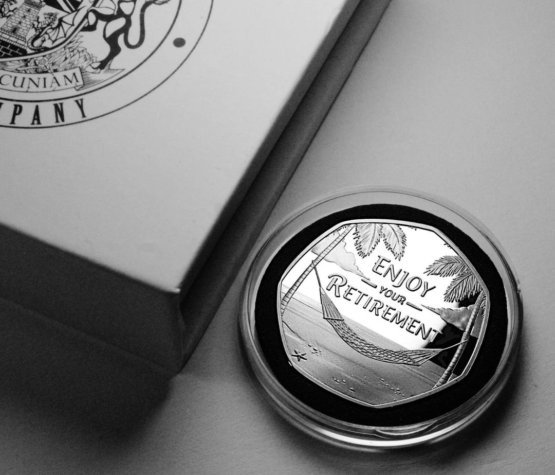 HAPPY RETIREMENT Silver Commemorative Coin in Gift Box. Retirement Gift ...