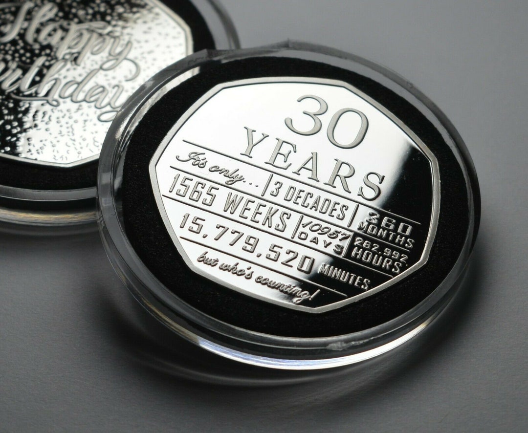 Brand New 30th Birthday Silver Commemorative in Capsule. Gift/present ...