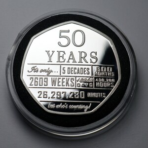 Pair of 50th Birthday Silver & 24ct Gold Commemoratives in Capsules ...